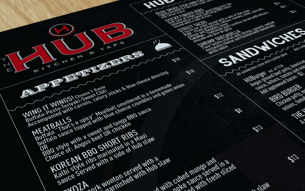 The Hub Restaurant Menu Design - Nate Wren - Graphic Design