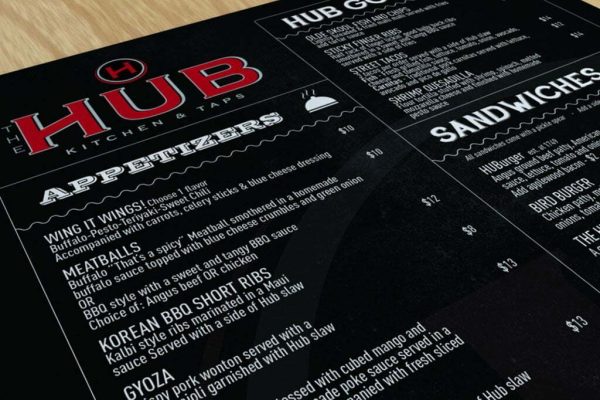The Hub Restaurant Menu Design - Nate Wren Design