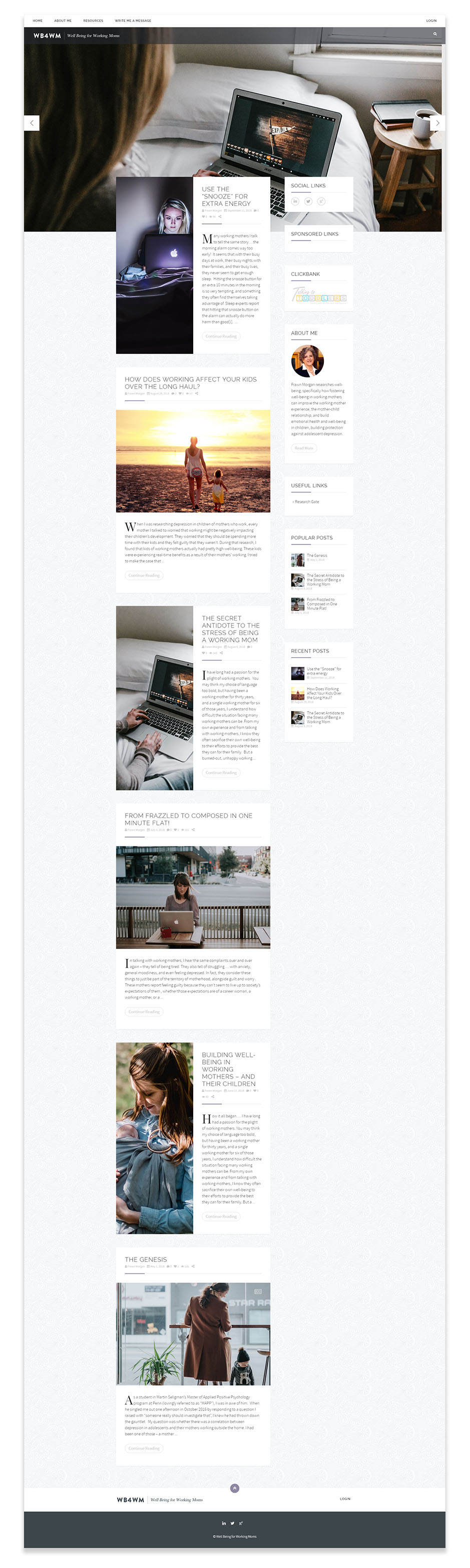 Well Being for Working Moms Web Design - Nate Wren - Graphic Design